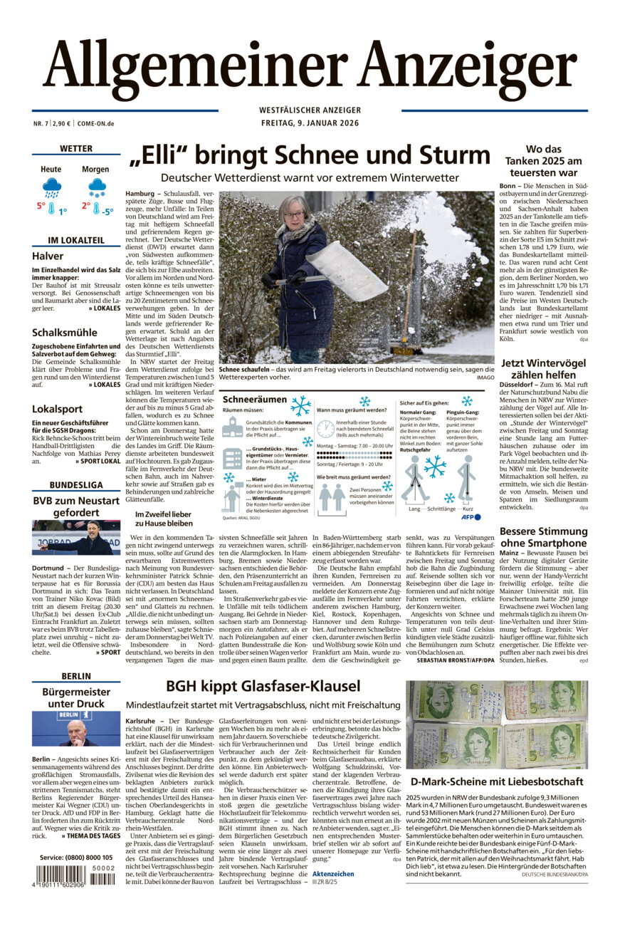 Allgemeiner Anzeiger vom Freitag, 09.01.2026 | Westfälischer Anzeiger Hamm