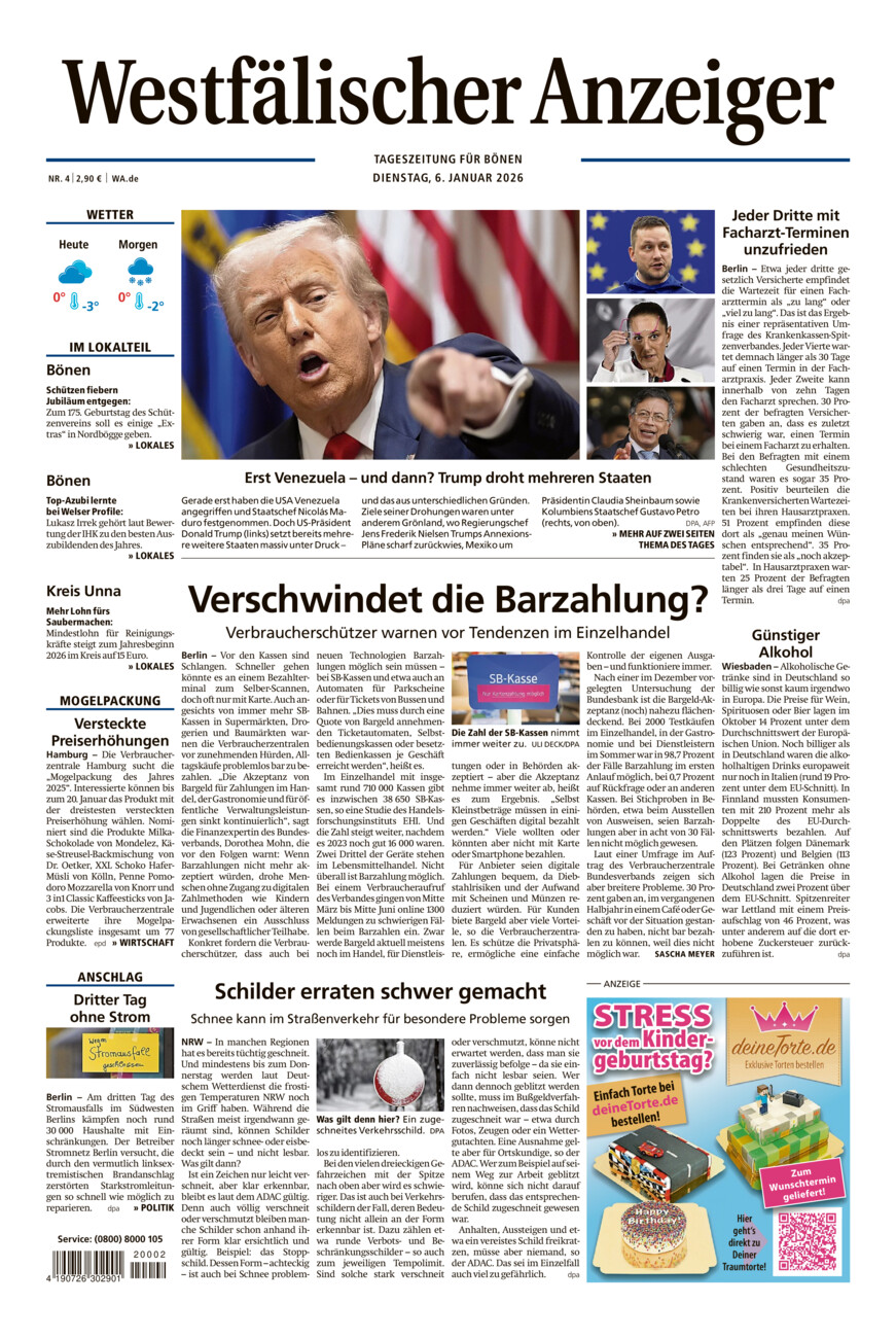 Westfälischer Anzeiger Bönen vom Dienstag, 06.01.2026 | Westfälischer ...